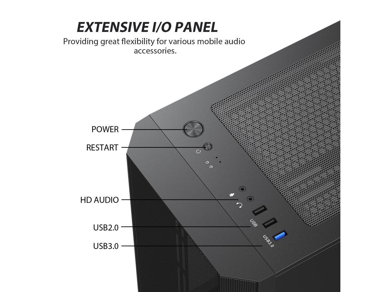 Vetroo M03 Compact Computer Case Micro ATX Mini ITX Black Gaming PC ...