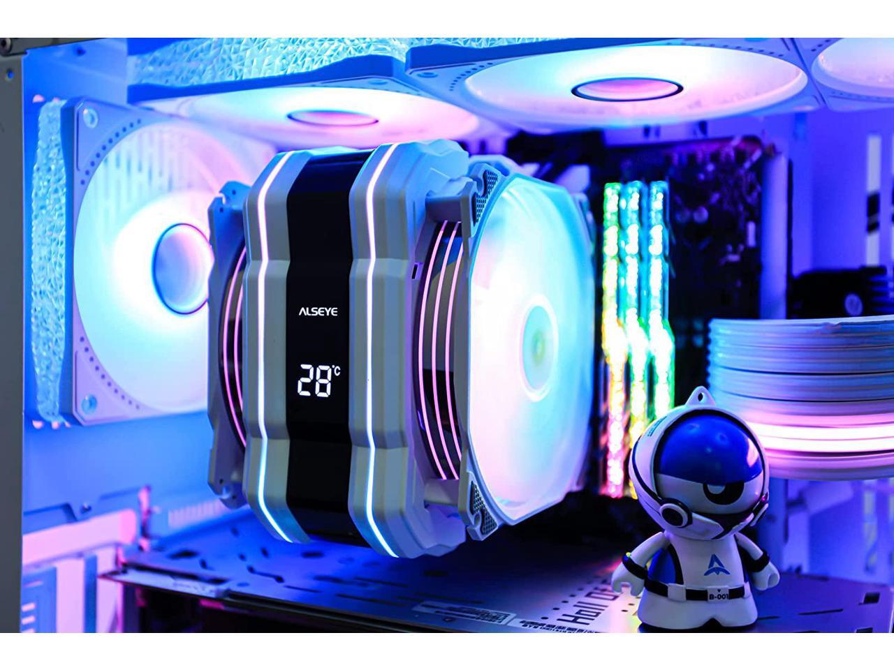 ALSEYE M120D Plus CPU Air Cooler, Temperature Displayed CPU Cooler Comes with Dual ARGB & PWM ...