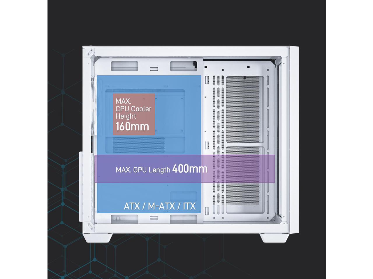 Vetroo AL700 Mid-Tower ATX PC Case Dual Tempered Glass Panel Top & Baseplate 360mm Radiator ...