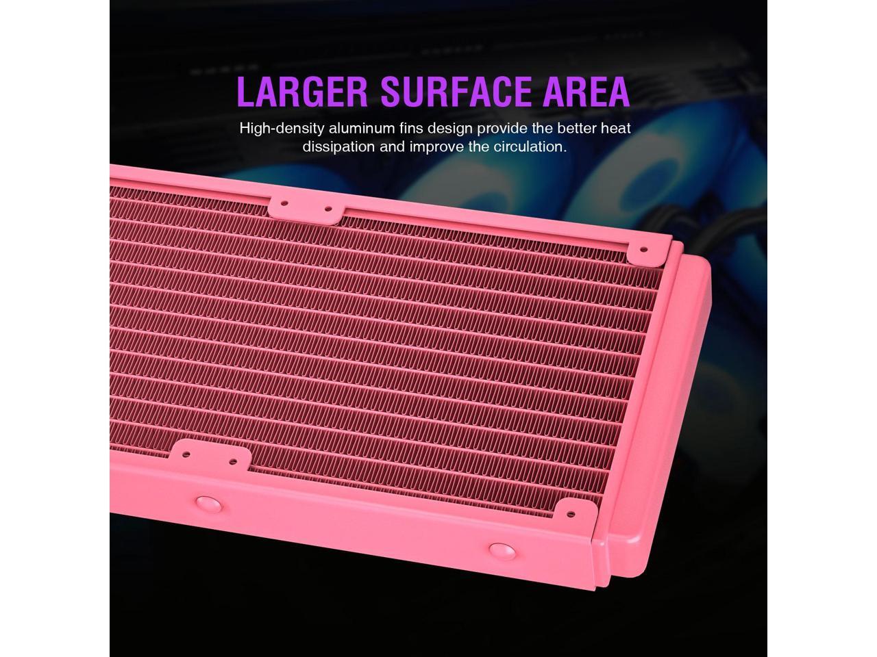 Vetroo V360 Pink Liquid CPU Cooler, 3X 120mm Addressable RGB & PWM Fans ...