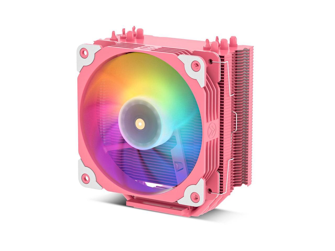 Vetroo V5 Pink CPU Air Cooler w/ w/Addressable RGB Lights Sync 5 Heat ...