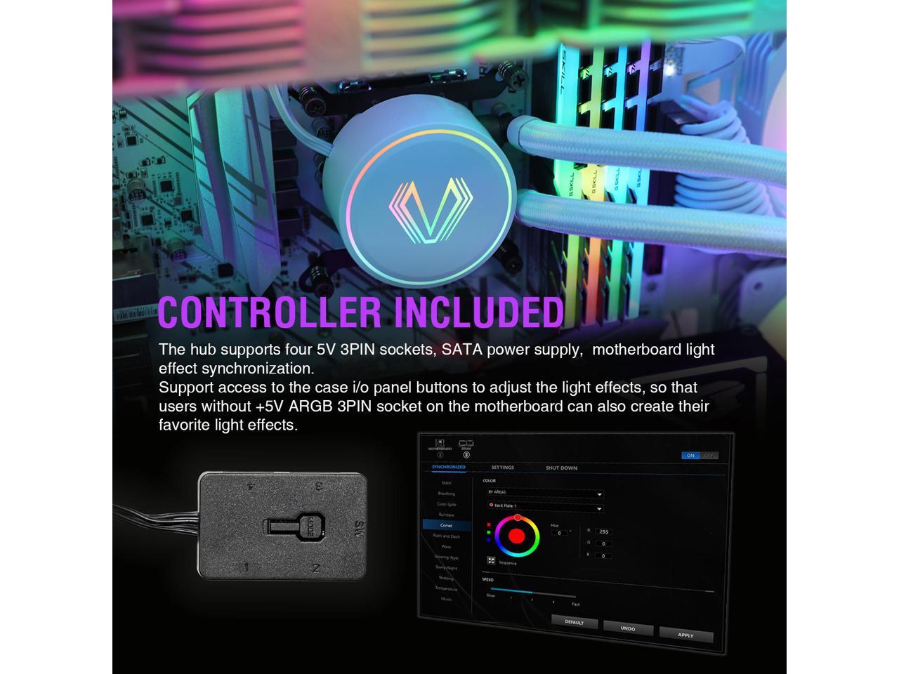 Vetroo V360 Liquid CPU Cooler, 3X 120mm Addressable RGB FDB & PWM Fans ...