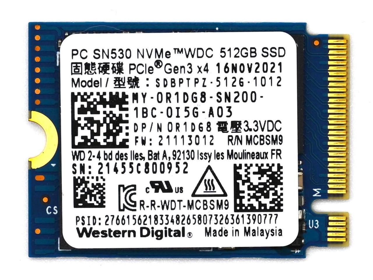 Western Digital PC SN530 512GB M 2 2230 NVMe PCIe GEN3 X4 SSD R1DG8
