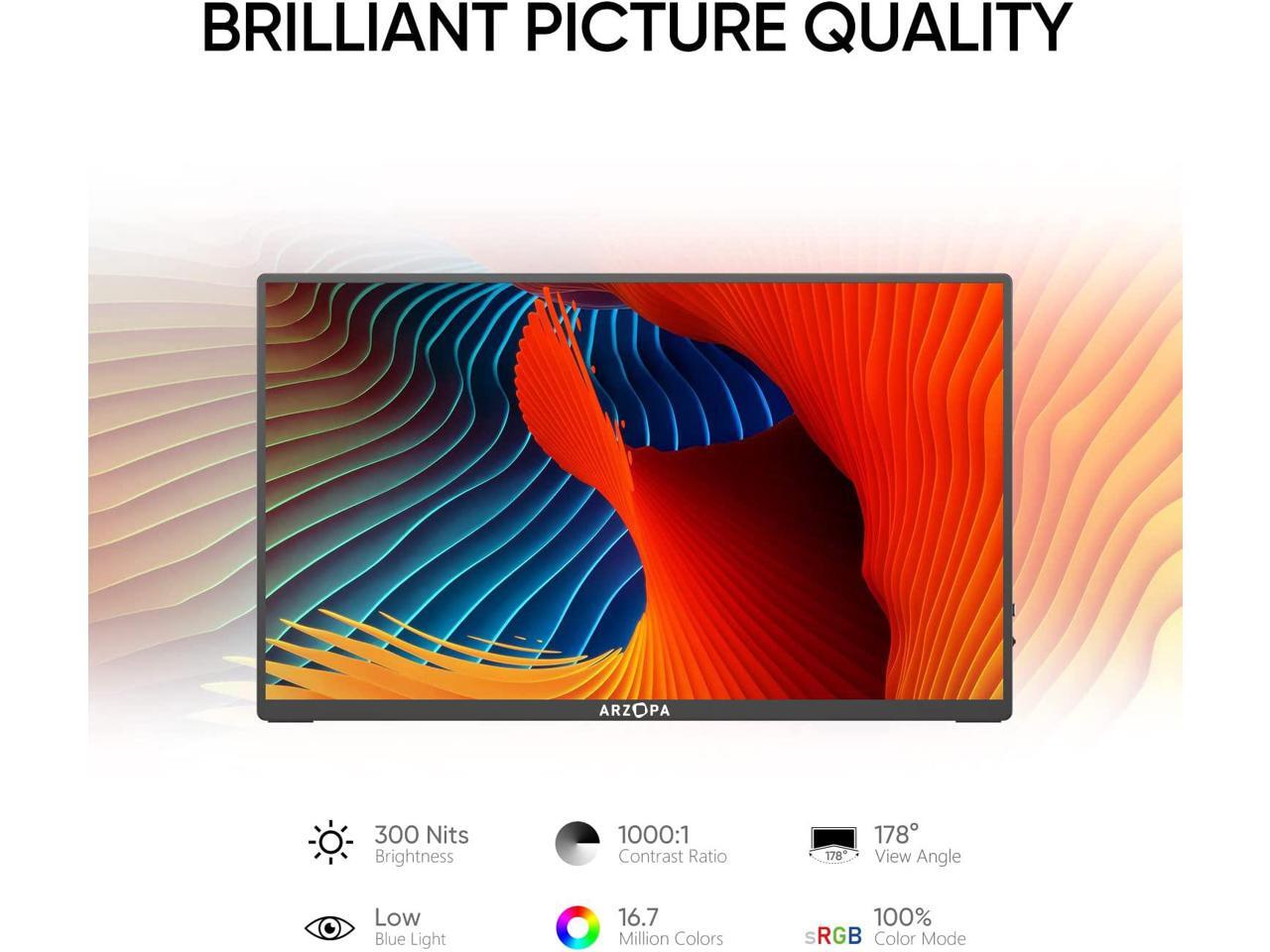 Arzopa Portable Monitor 15.6'' FHD 1080P Portable Laptop Monitor IPS ...