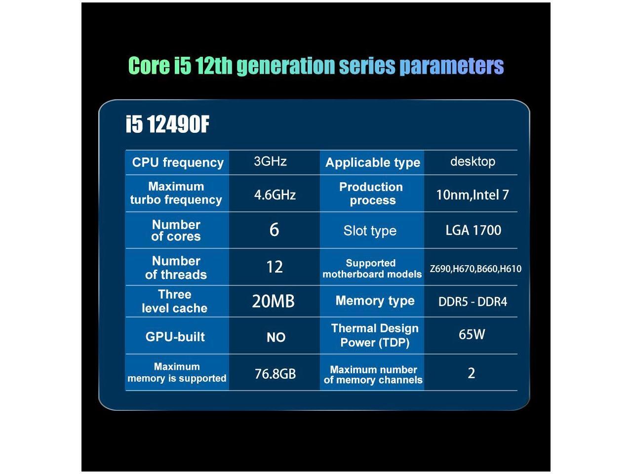Intel Core i5-12490F Alder Lake Desktop Processor Game Special Edition ...