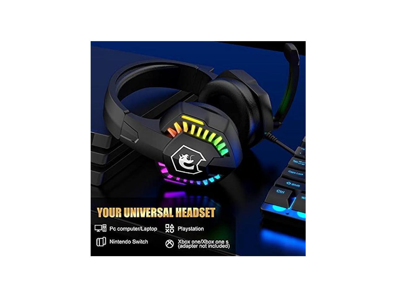 Wired Gaming Keyboard and Mouse Headset Combo,Rainbow LED Backlit Wired ...