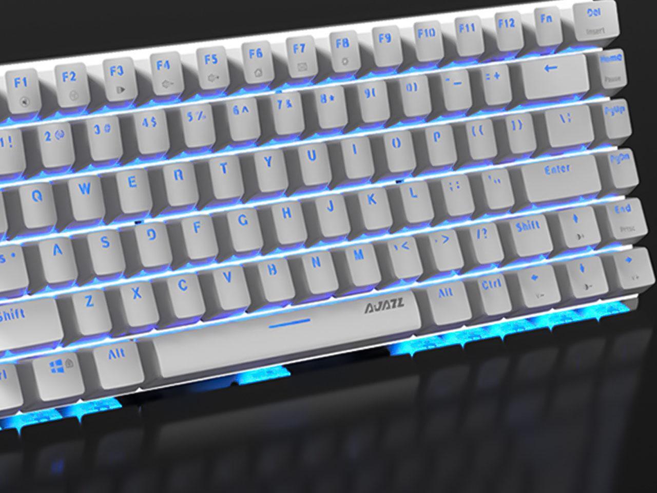 AJAZZ AK33 Mechanical Gaming Keyboard Wired,White Lighting Modes,82 Keys 100% Anti-Ghosting ...