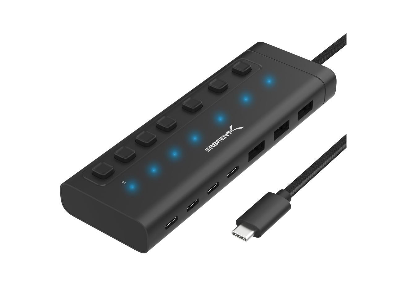 SABRENT USB C Hub 7-Port 20W Powered Hub with Switches (HB-3A4C ...