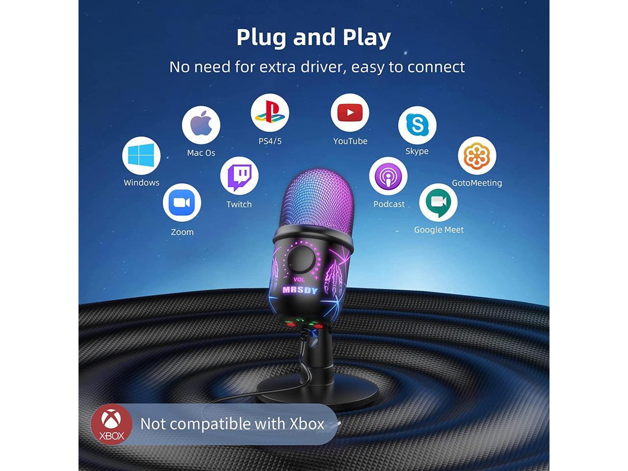MRSDY USB Microphone, Plug and Play Gaming Mic for PC, Mac, PS4/5 ...