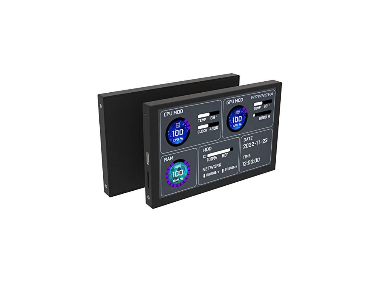 WOWNOVA 5" Computer Temp Monitor (Dynamic Theme Supported), Pc Temperature Display, PC Sensor ...