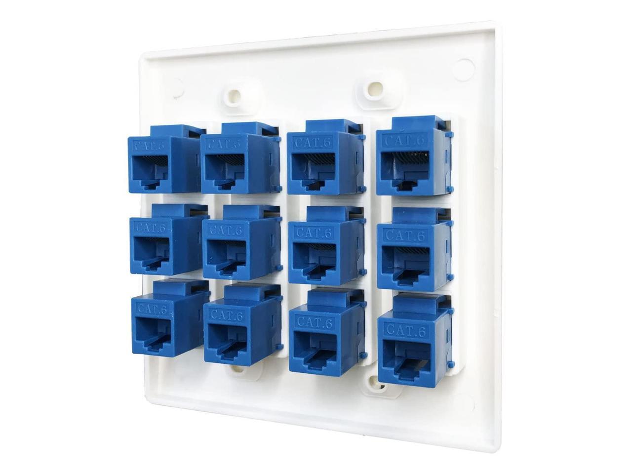 diyTech Ethernet Wall Plate - 12 Port RJ45 Cat6 Ethernet Wall Outlet ...