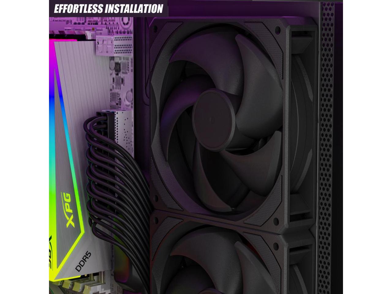 upHere U2K Case Fan 120mm Black PWM Silent Computer Cooling Fans All-in ...