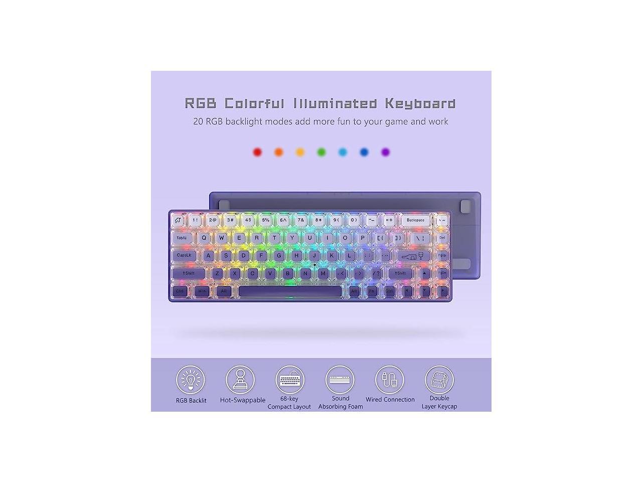 Womier W-K68 60% Keyboard Gaming - Gradient Purple Mechanical Keyboard ...
