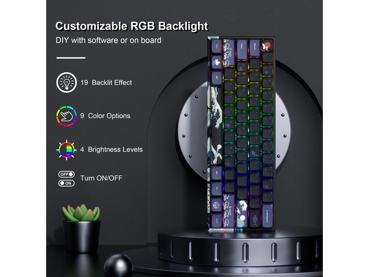 XVX 60% Gaming Keyboard, Rechargeable RGB Wireless Mechanical Keyboard ...