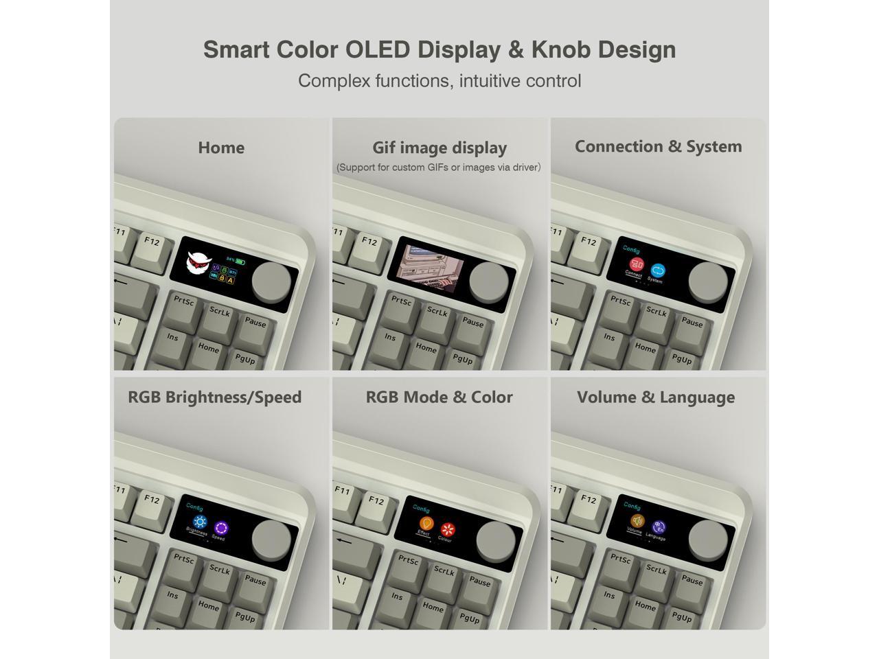 XVX Retro Gaming Keyboard with Color OLED Display&Knob, M87 Pro ...