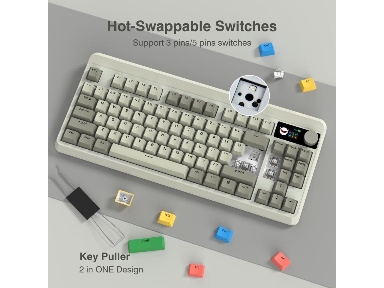 XVX Retro Gaming Keyboard with Color OLED Display&Knob, M87 Pro ...