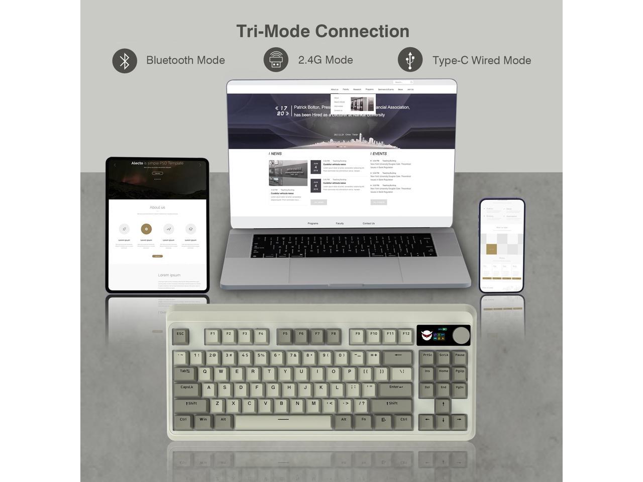 XVX Retro Gaming Keyboard with Color OLED Display&Knob, M87 Pro ...