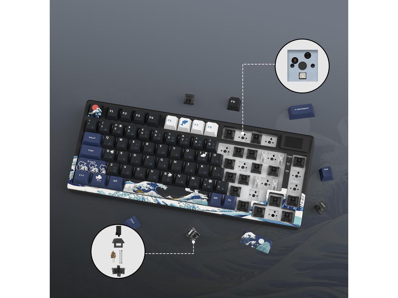 XVX S-K80 Gasket Mounted 75% Mechanical Keyboard with OLED Black ...