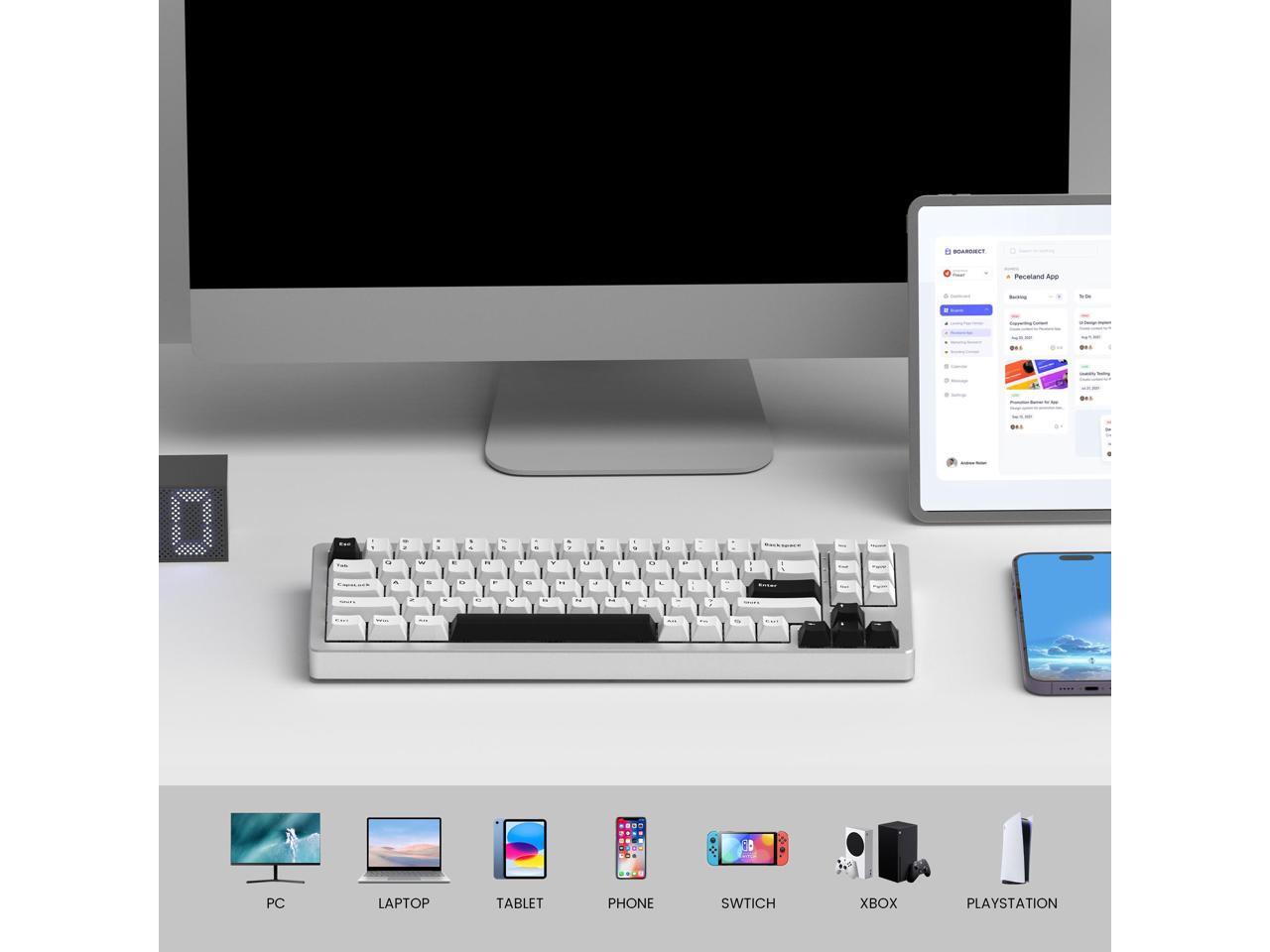 Womier S-K71 68% aluminum three-mode washer blue mechanical keyboard White - Newegg.com