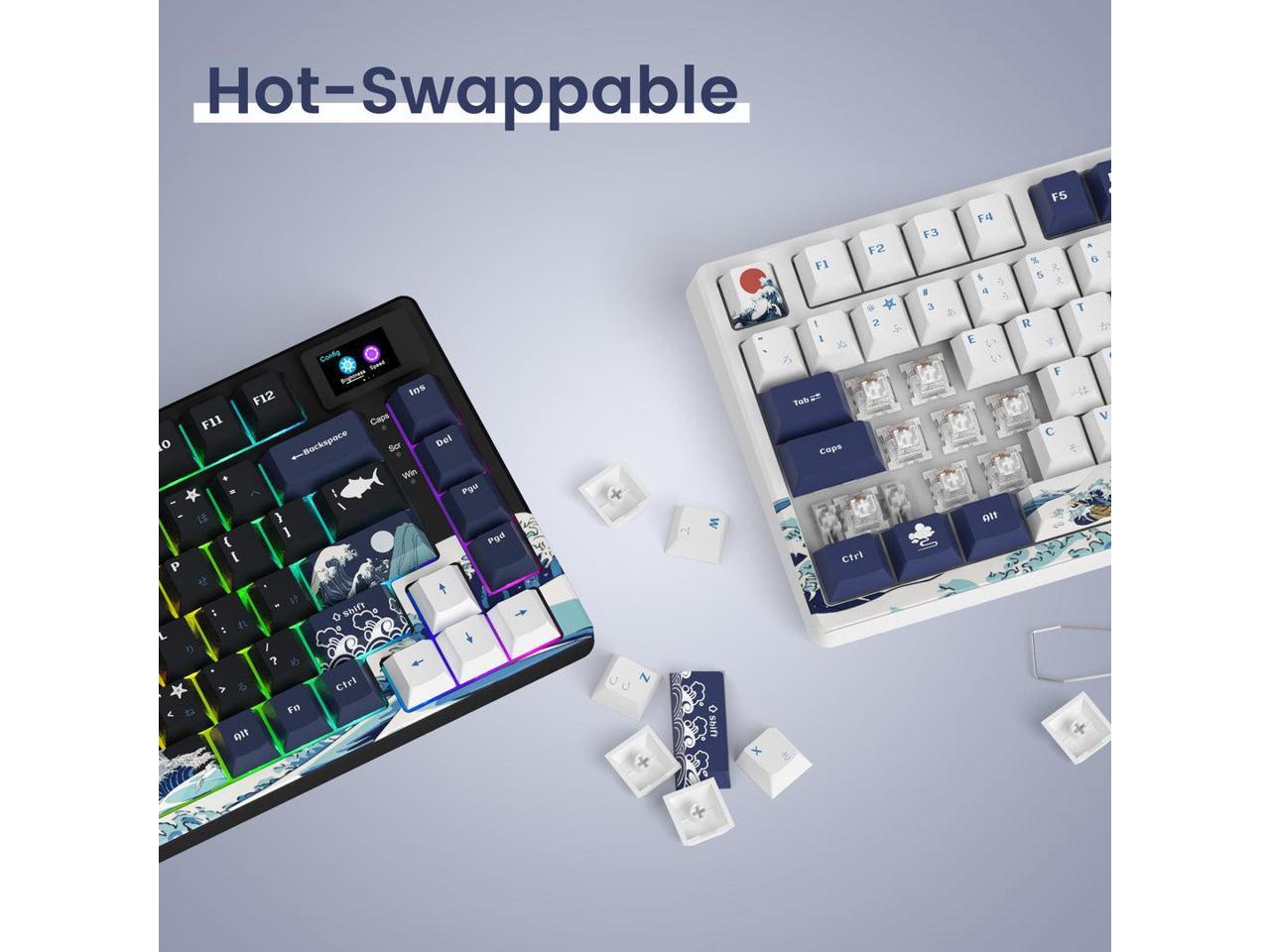 XVX S-K80 Gasket Mounted 75% Mechanical Keyboard with OLED Black White ...