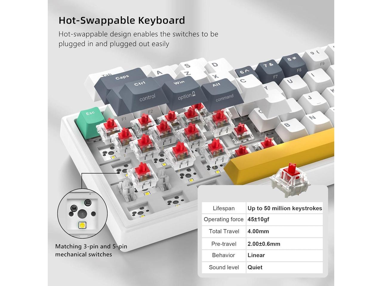 V-K66 60% Percent Keyboard, Mechanical Gaming Keyboard Gasket Mounted, Hot-swappable Keyboard ...