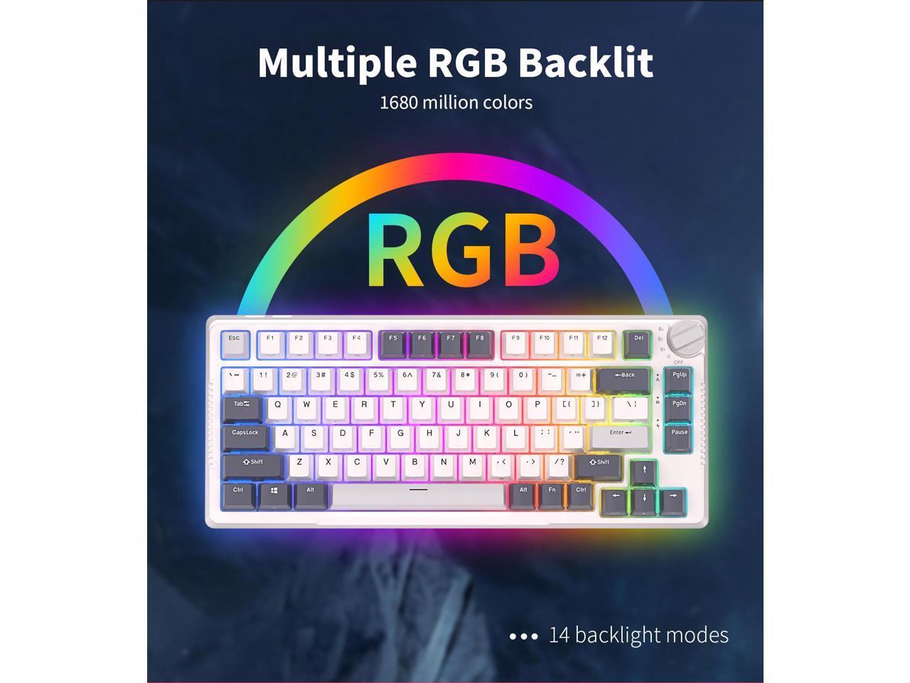 RK ROYAL KLUDGE H81 Hot Swappable Mechanical Keyboard, Triple Mode 2 ...