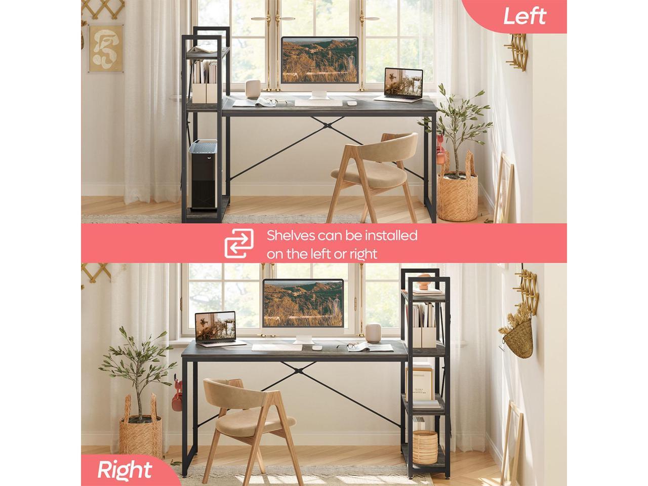 Bestier 63 Inch Computer Desk with Storage Shelves, Modern Bookshelf ...