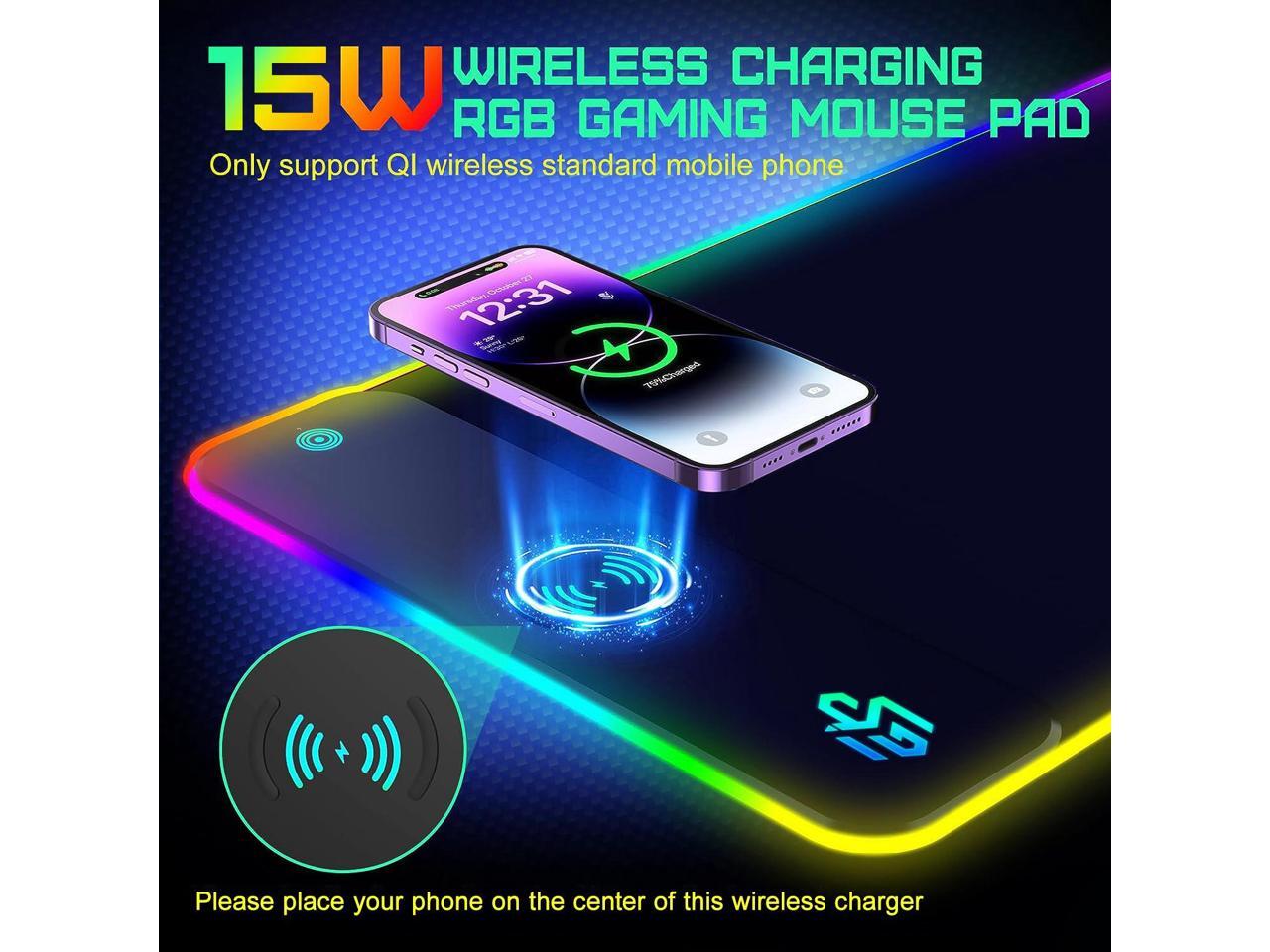 GIM Wireless Charging RGB Gaming Mouse Pad 15W, LED Mouse Mat ...