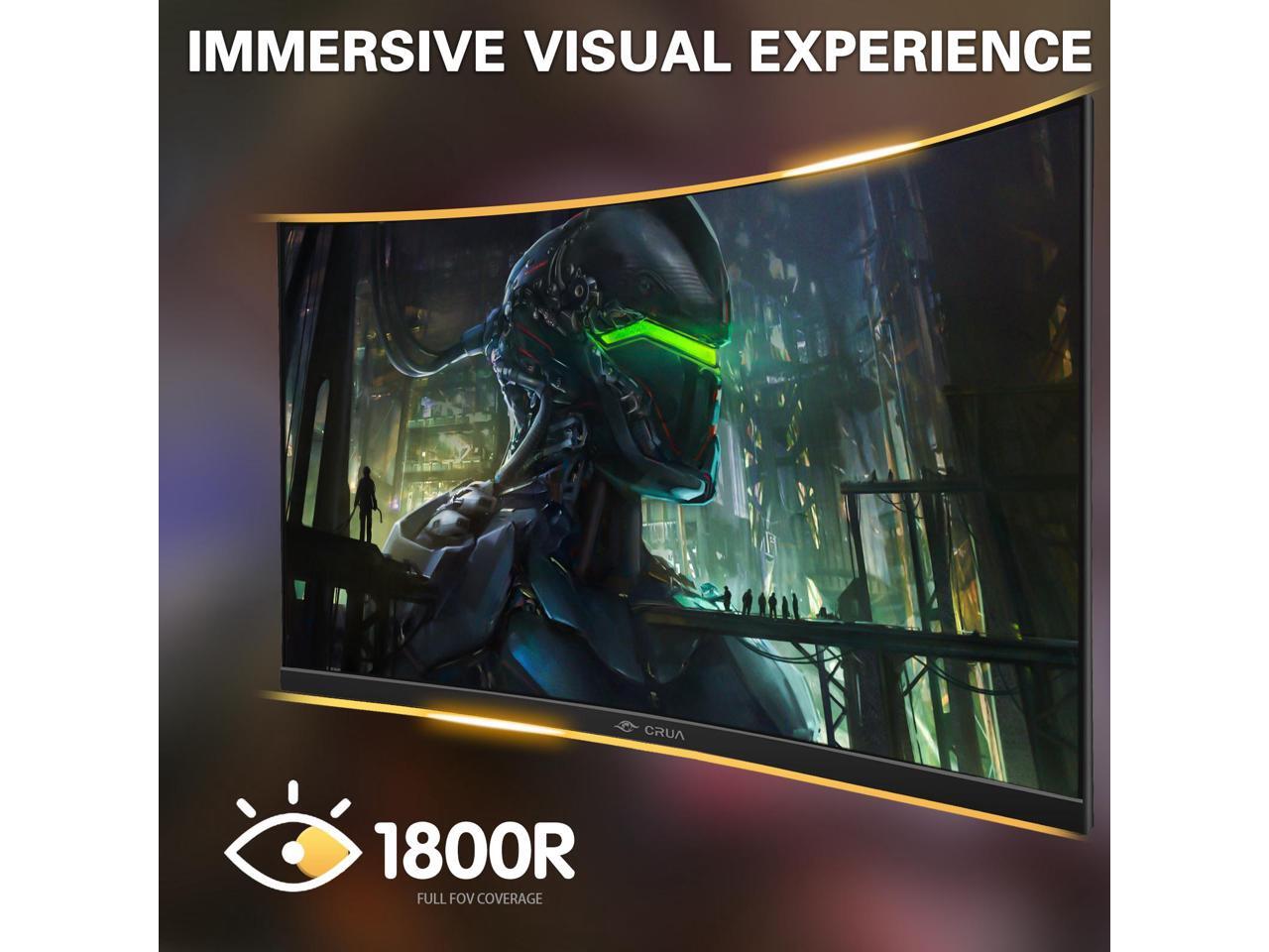 CRUA 27" Curved Gaming Monitor, QHD(2560x1440P)2K 144HZ 1800R 99%sRGB ...