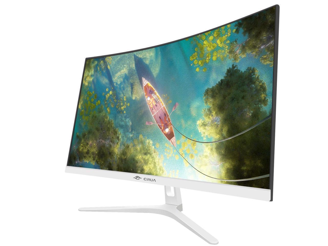CRUA 27" Curved White Monitor Full HD( 1920x1080P ) VA Panel 1800R ...