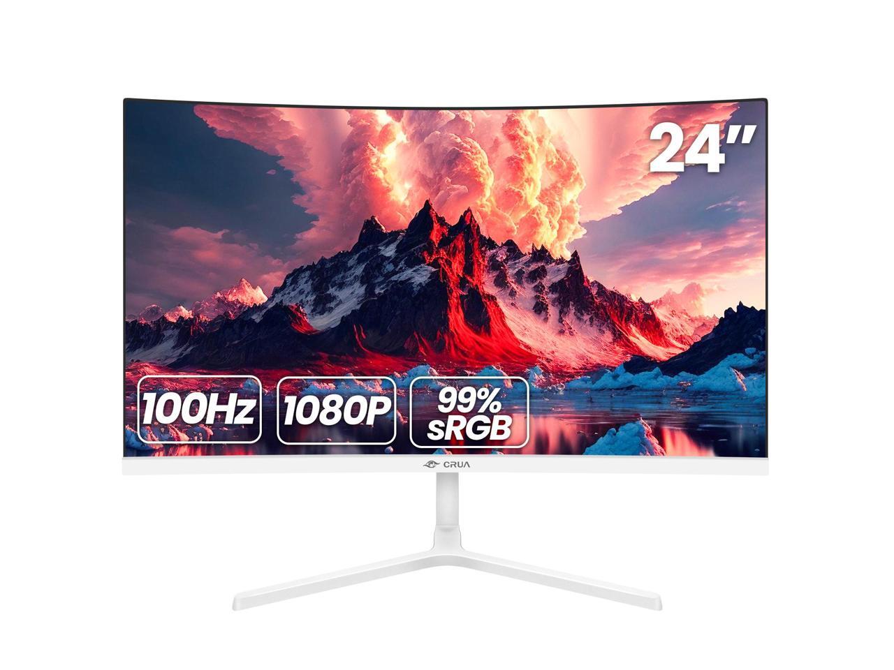 CRUA 24 Inch Curved Monitor, FHD(1920×1080p) 100HZ 99% sRGB Computer ...