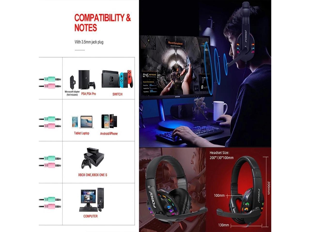 Wired Gaming Keyboard and Mouse Headset Combo,Rainbow LED Backlit Wired ...