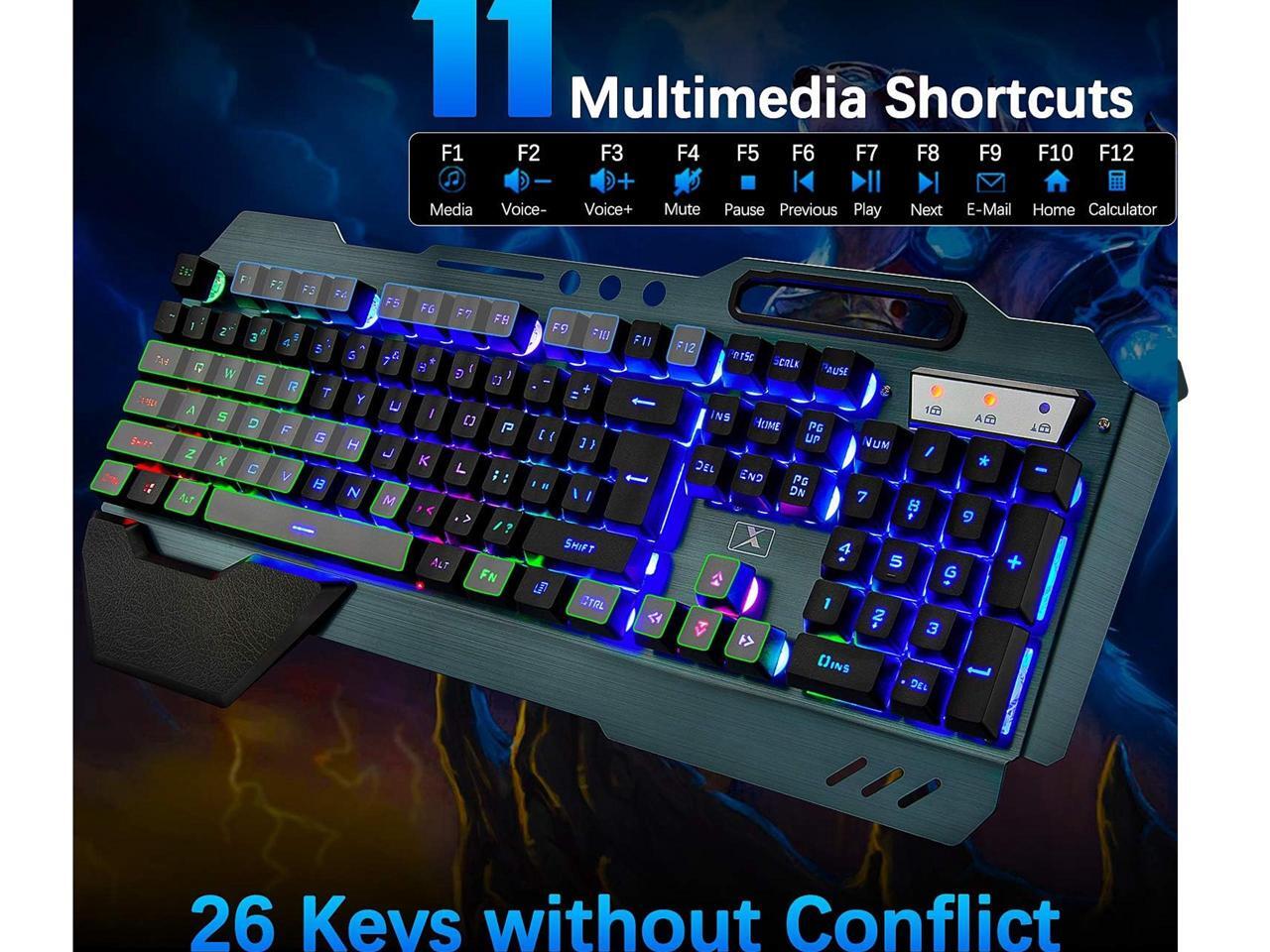 Wireless gaming Keyboard and Mouse,Rainbow Backlit Rechargeable ...