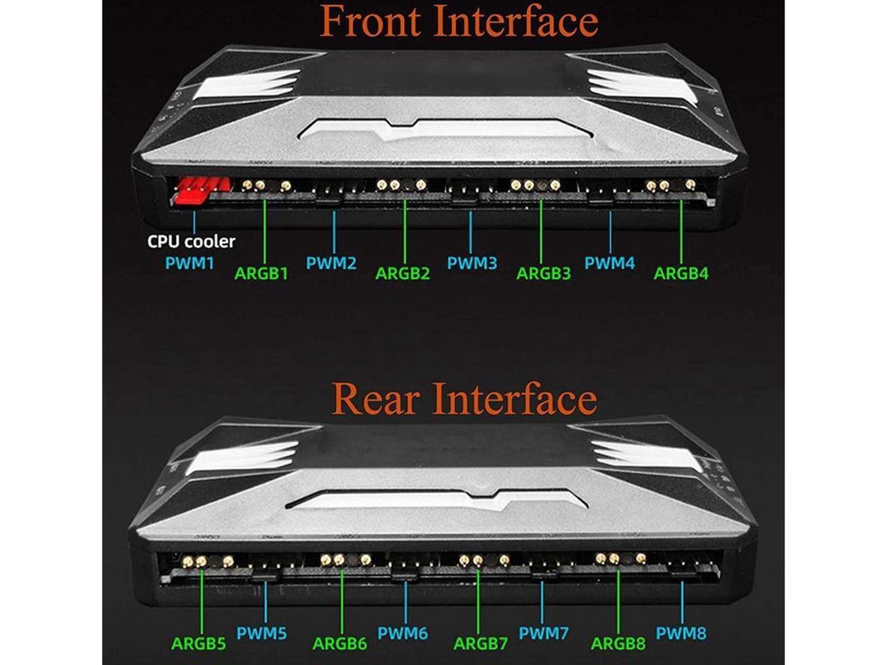 5V 3 Pin ARGB HUB,Pwm Fan Temperature Controller Integrator, Remote ...