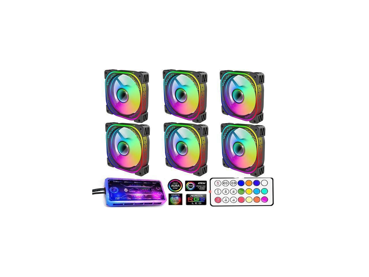 6 Pack ARGB Case Fans,6-Pin High Performance Mirror Cooling Fan,Airflow ...