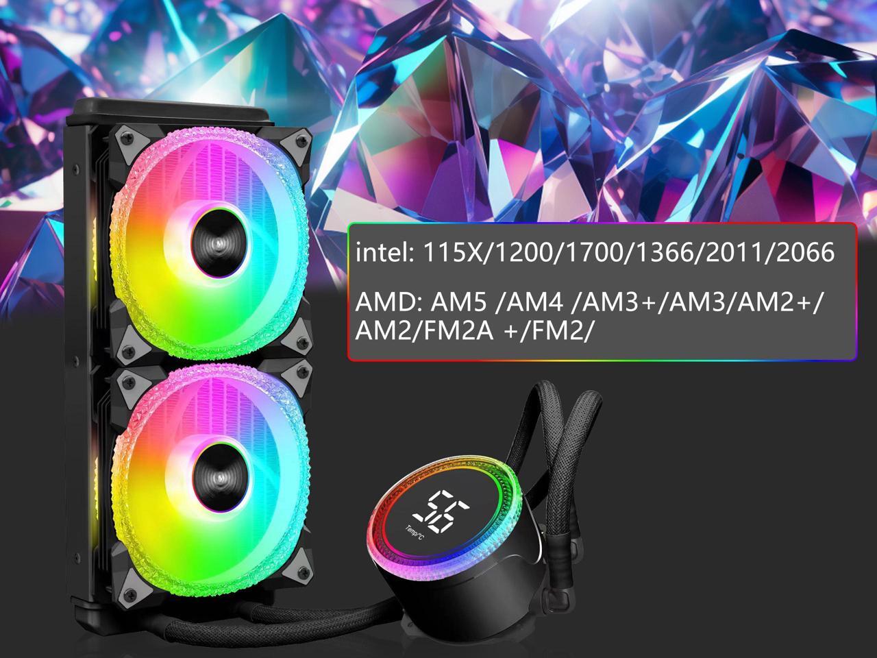 240mm CPU Liquid Cooler,Water Cooler with Temperature Display Screen ...