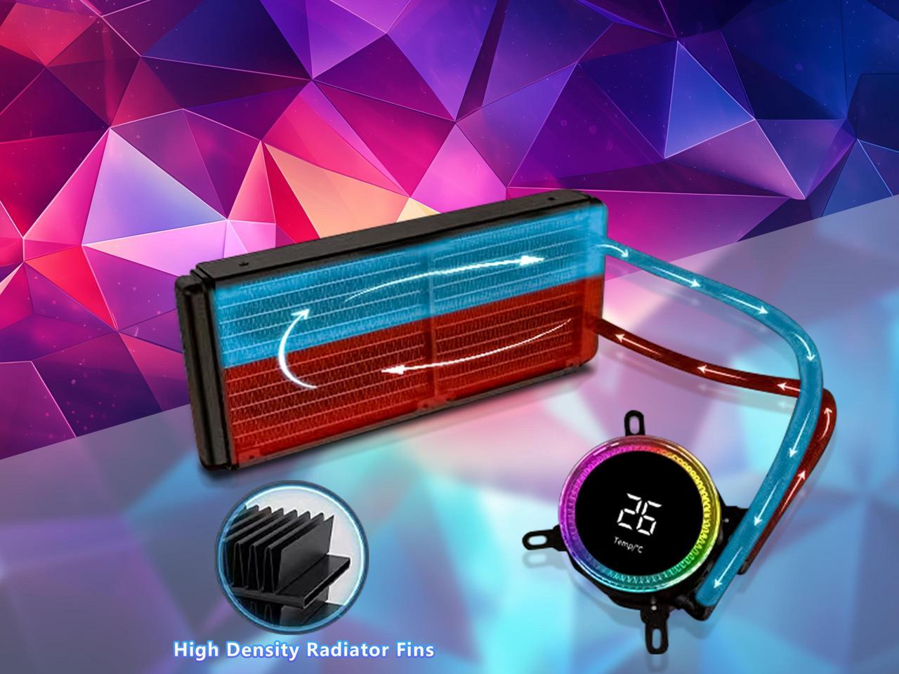 240mm CPU Liquid Cooler,Water Cooler with Temperature Display Screen ...