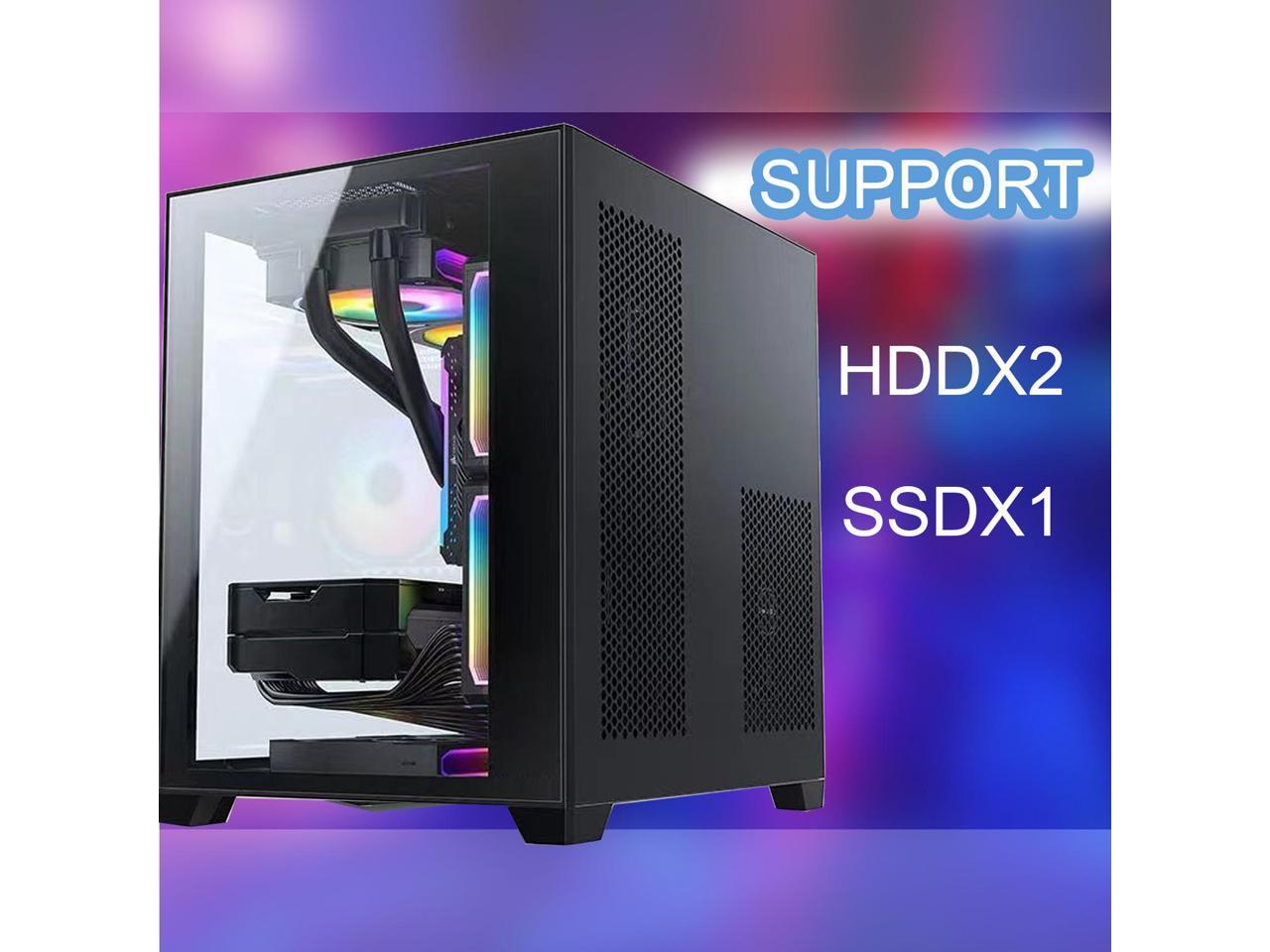 PC Case - mATX Tower Tempered Glass Gaming Computer Case with out ARGB ...