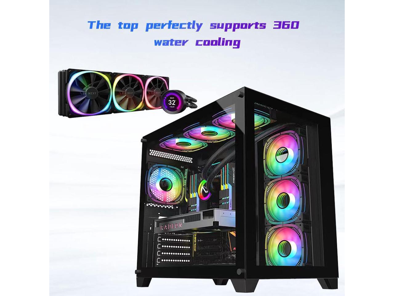 PC CASE ATX Gaming PC Cases ,Mid-Tower USB 3.0 with Double Tempered Glass Full View Computer ...