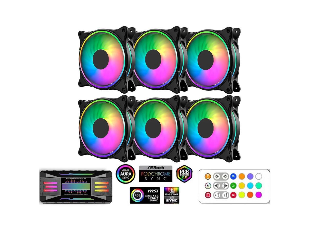 ARGB Case Fans (PWM), 6 pack / 120mm Silent Computer Cooling PC Case ...