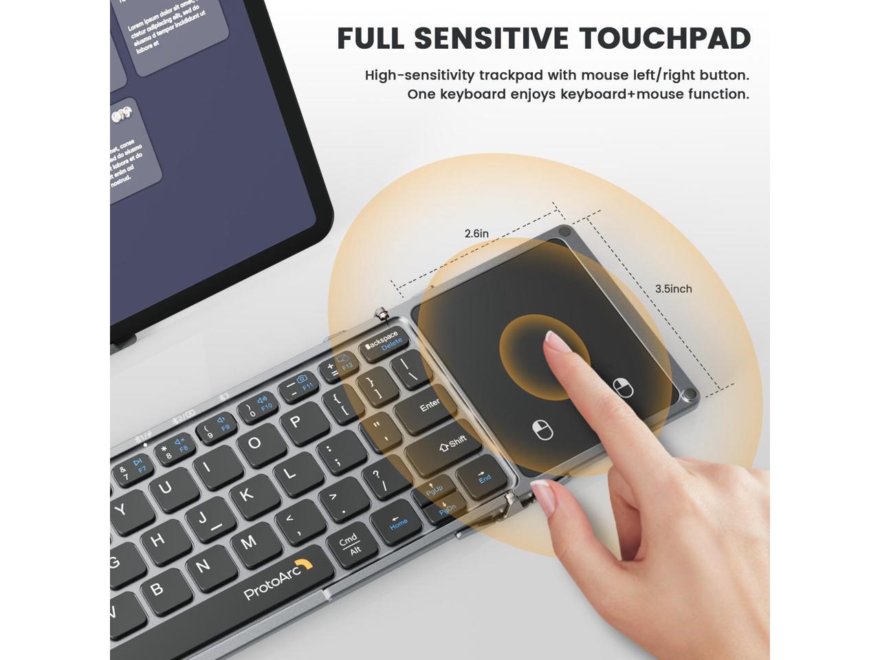 ProtoArc Foldable Bluetooth Keyboard with Touchpad, XK02 Folding ...