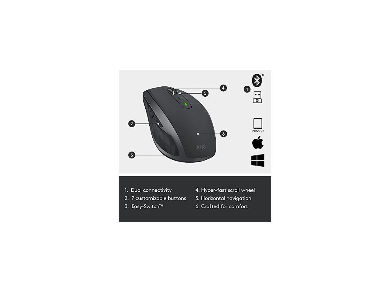 Logitech MX Anywhere 2S Mouse - Darkfield - Wireless - Bluetooth - Yes ...