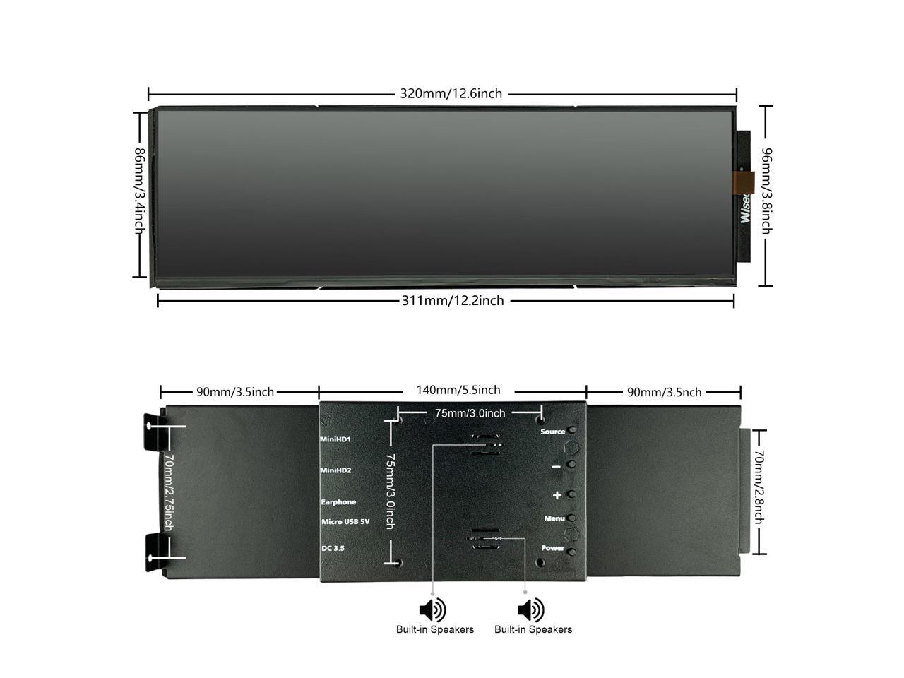 wisecoco 1920x515 IPS DIY Kits with Dual Built-in Speakers Bar LCD Screen HDMI Display Monitor ...