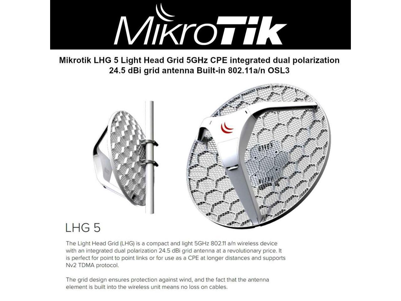Mikrotik LHG 5 Light Head Grid 5GHz CPE integrated 24.5 dBi grid ...