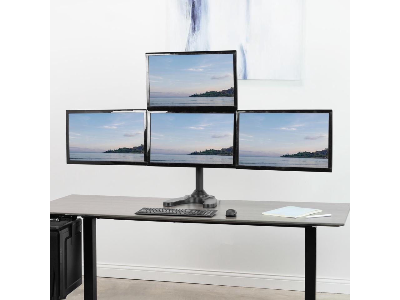 VIVO Steel Quad Monitor Mount w/ Heavy Duty Base, 3 + 1 Fully ...