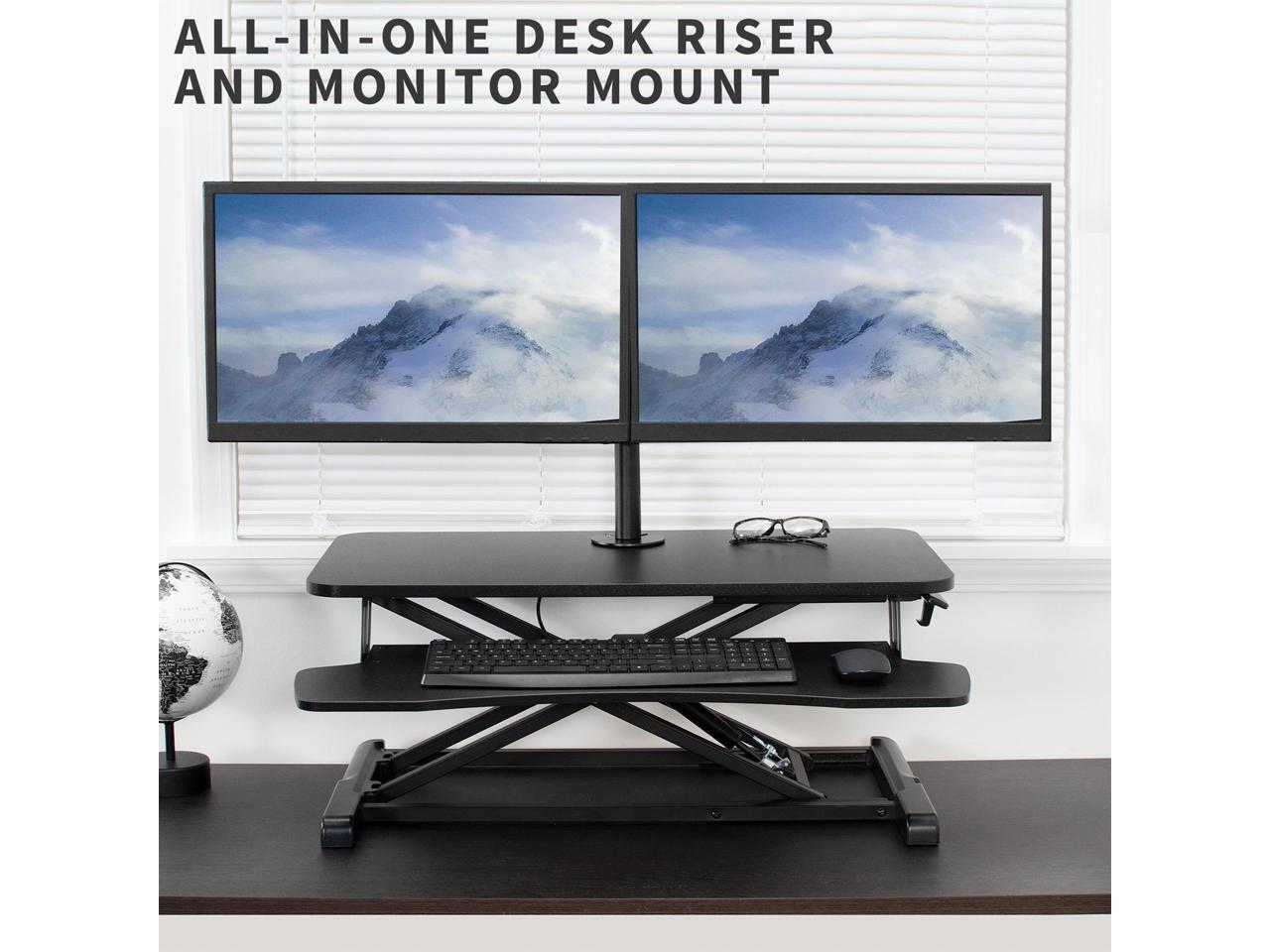 VIVO Black 32" Height Adjustable Standing Desk Riser with Articulating ...