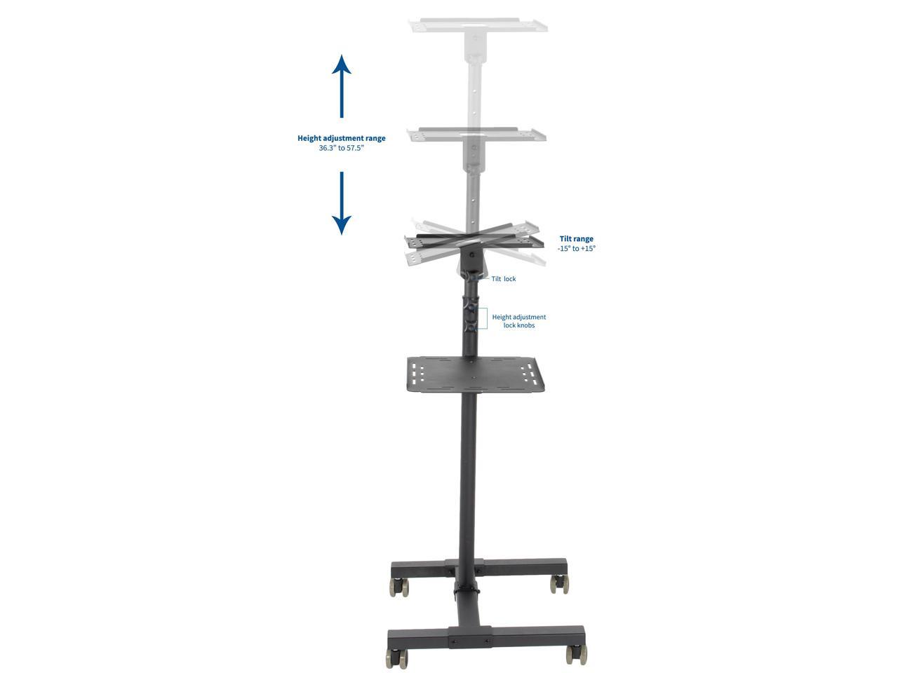 VIVO Black Mobile Rolling Projector Stand | Height Adjustable Projector ...