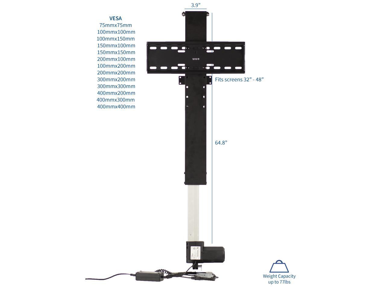 VIVO Black Compact Motorized Vertical TV Stand Lift for Screens 32" to ...