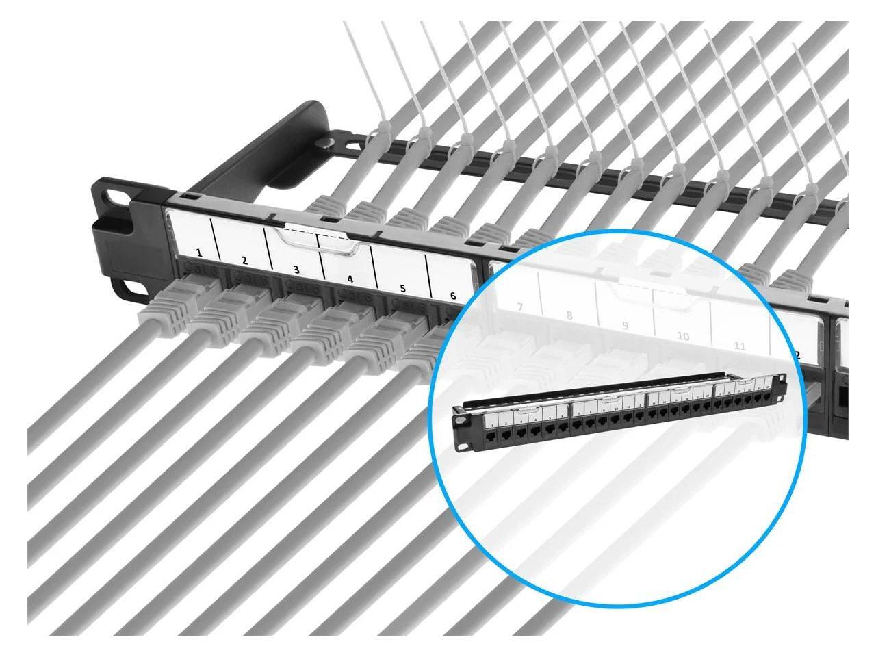 Monoprice Cat6 1U Patch Panel - 19in, With Loaded Removable Keystone ...