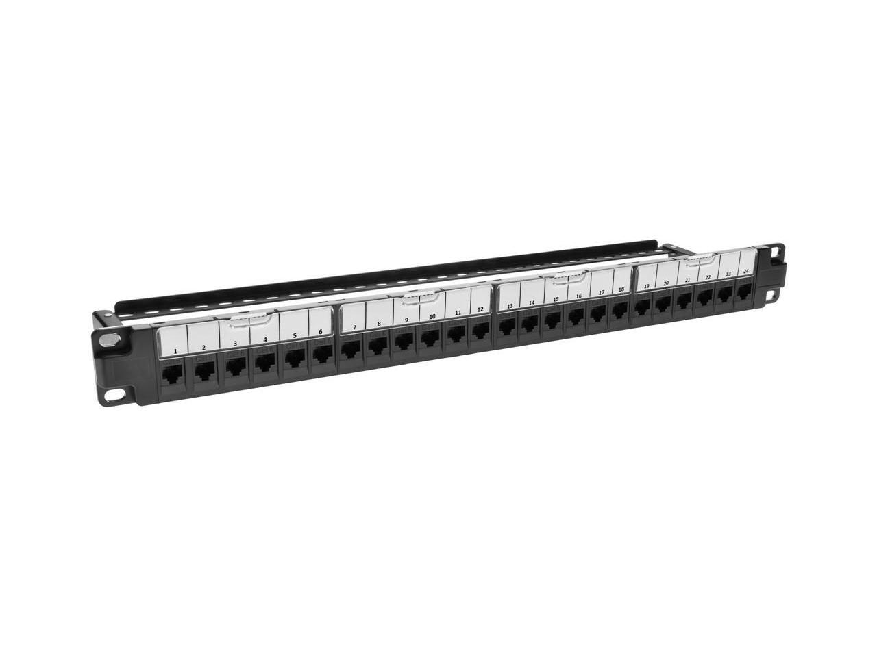 Monoprice Cat6 1U Patch Panel - 19in, With Loaded Removable Keystone ...